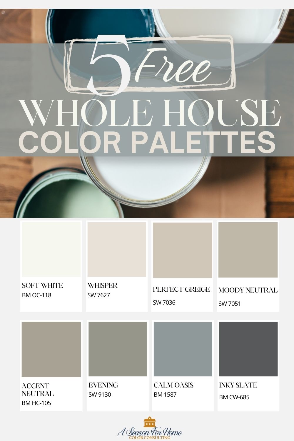Whole House Color Palette: 5 Free Paint Color Schemes - A Season For Home